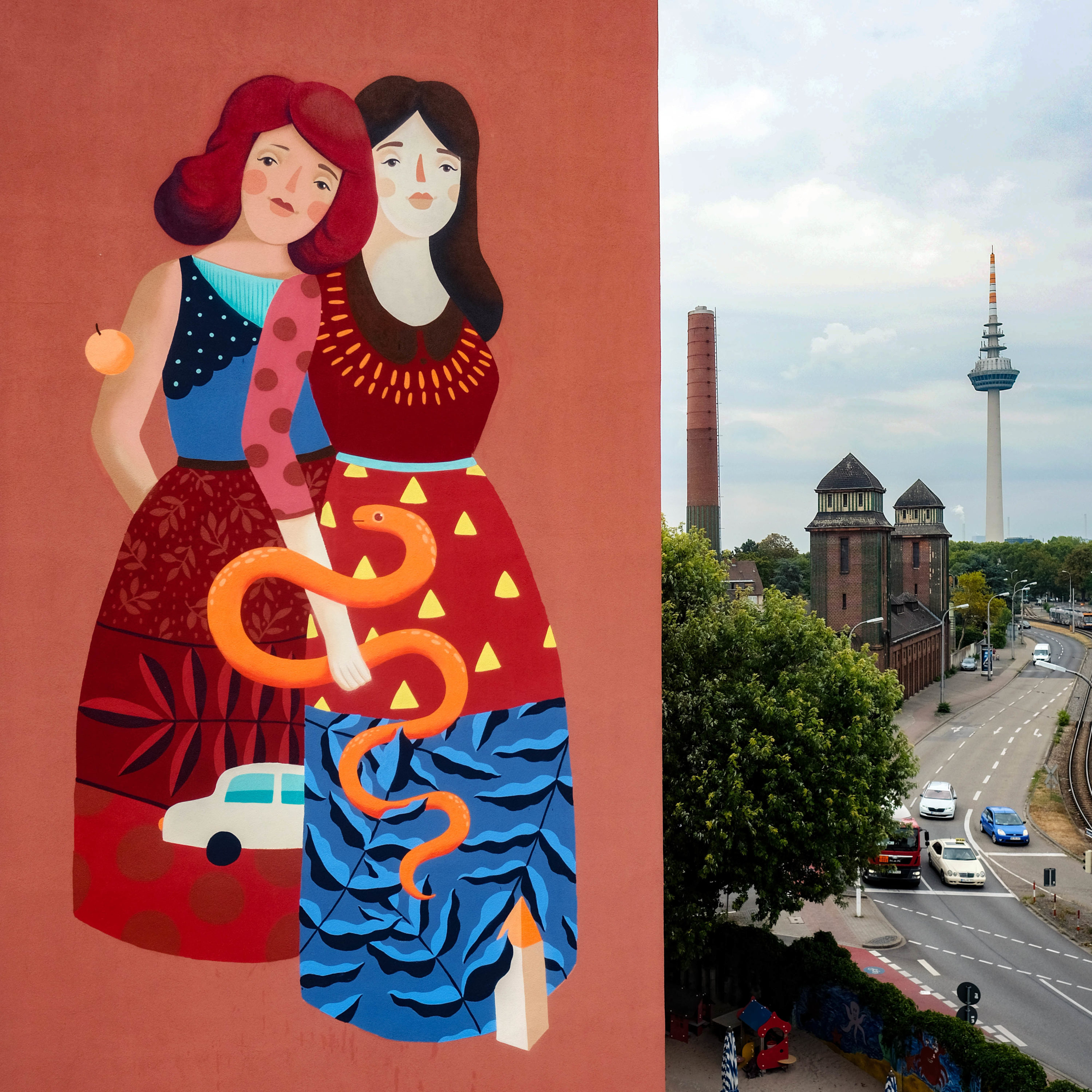 FRAU ISA MURAL für STADT.WAND.KUNST 2018 in Mannheim STADT WAND KUNST